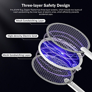PAL&SAM Bug Zapper, Mosquito Killer USB/Rechargeable, Electric Fly Swatter Lamp & Racket 2 in 1 for Home, Bedroom, Kitchen, Patio (BZ02)