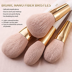 BEILI Makeup Brushes Set 30Pcs Professional Makeup Brush Premium Pink Vegan Synthetic Kabuki Foundation Blending Brush Face Powder Blush Concealers Eye Shadows Make Up Brush Set (White/Rose Golden)