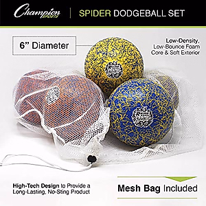 Champion Sports Premium Rhino Skin Extreme Color Dodgeballs - Glow in the Dark, Color-Changing, and Spider Grip - Low Bounce Dodgeballs