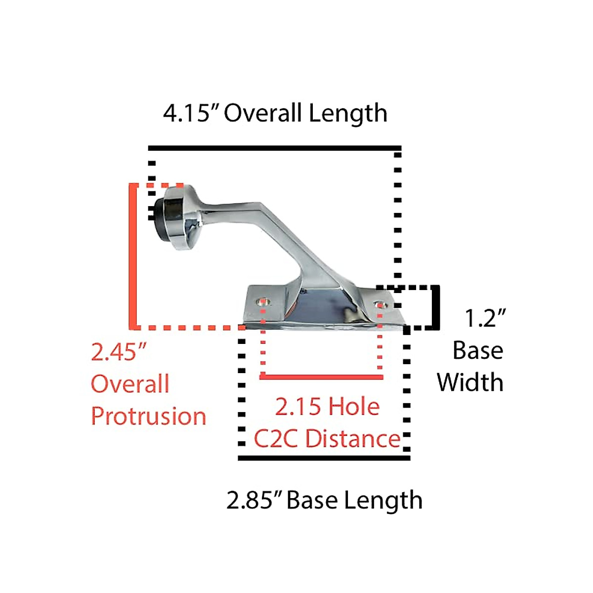 Harris Hardware 4150-B Chrome Plated Brass 90 Degree Door Stop with Rubber Bumber, 1-Pack