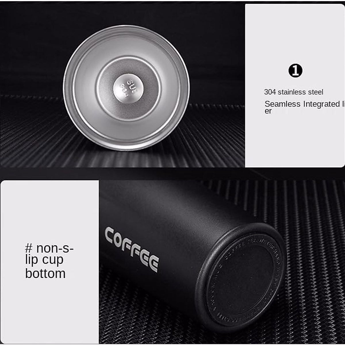 COFFEE MUG, Thermos Travel,Thermal Vacuum Flask Insulated Cup Milk Tea Water Bottle 510ML Stainless Steel Coffee Mug (black)