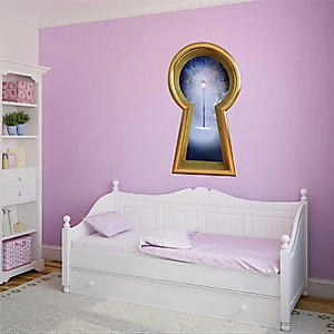 Narnia Lamp Post 3D Keyhole Wall Decal Removable Window Wall Sticker Mural for Childrens Nursery Room Decor Wall Mural Sticker wall art Removable Vinyl decals For Playroom Nursery,28'' pm429