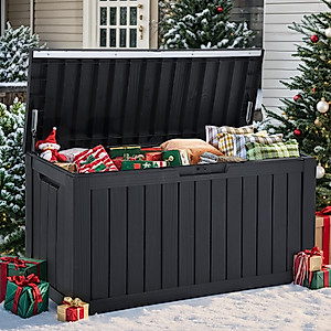 YITAHOME 80 Gallon Resin Deck Box, Outdoor Lockable Storage Box for Patio Furniture, Waterproof Patio Deck Box for Cushions, Pool Supplies, Sports Equipment and Garden Tools, Black