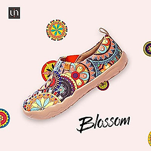 UIN Blossom Women's Fashion Floral Art Sneaker Painted Canvas Slip-On Ladies Travel Shoes (Blossom, 7.5)
