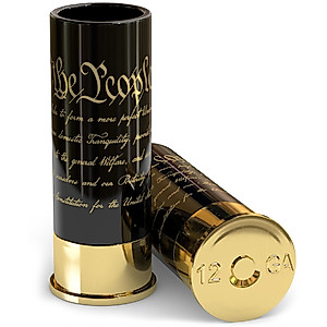 Old Southern Brass 12 Gauge Shot Glasses - Preamble We The People Constitution of the United States - Patriotic Gift for Men - Set of 4