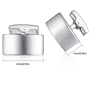 HONEY BEAR Rectangle Cufflinks for Mens Shirts Business Wedding Gift Brushed Silver