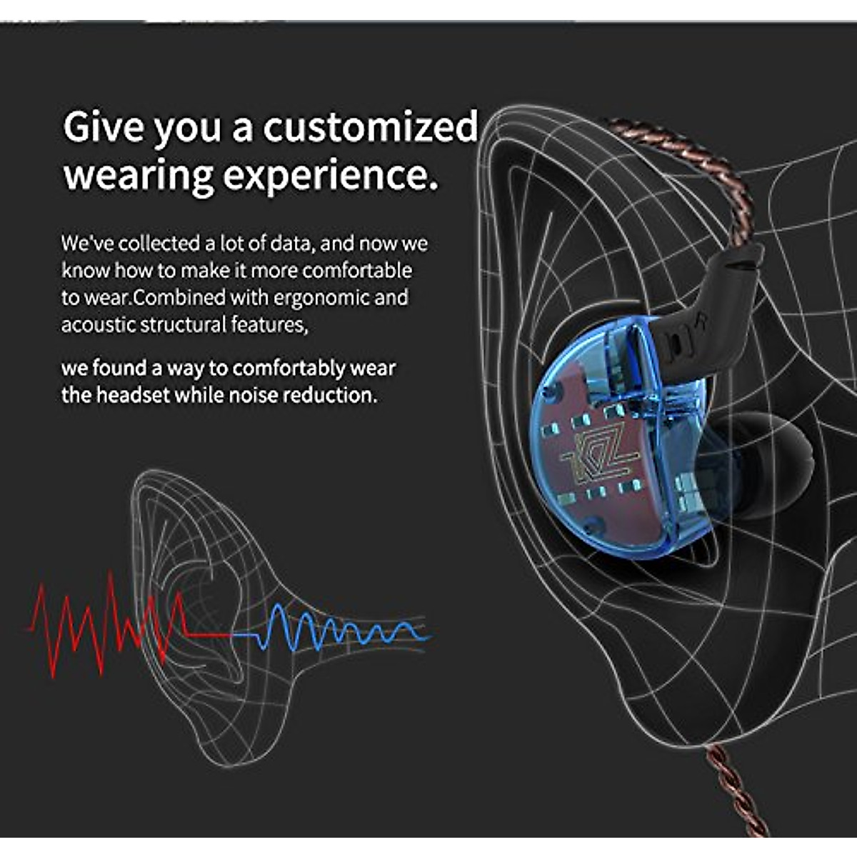 2018 Newest KZ ZS10 4BA with 1 Dynamic Hybrid 10 Driver in Ear Earphone HiFi DJ Monito Running Sport Earphone Earplug Headset (Without Mic, Blue)