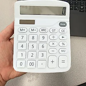 YOUHO Calculator, 12-bit Solar Battery Dual Power Standard Function Electronic Calculator with Large LCD Display Office Calculator White