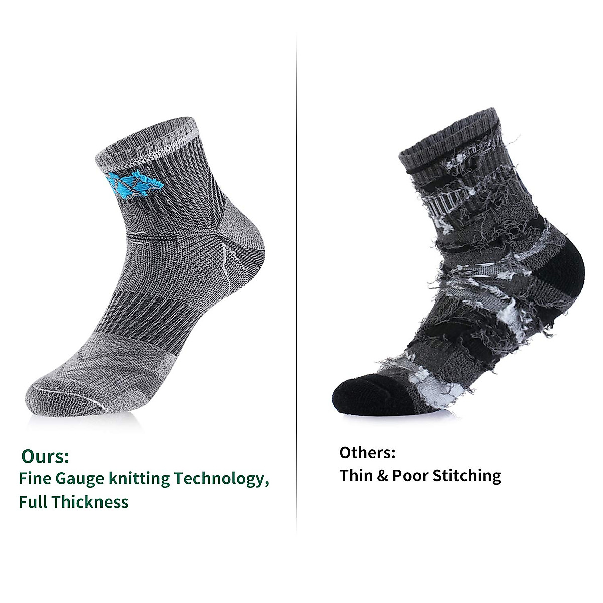 innotree 5 Pack Men's Cushioned Hiking Walking Running Socks,Moisture Wicking Multi Performance Quarter Crew Athletic Cotton Socks