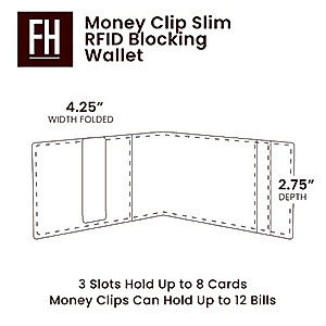 Forrest & Harold F&H Minimalist Men's Wallet RFID Blocking Wallet, Slim Leather Wallet Money Metal Clip Holds 8 Cards, Back and Front Pocket Wallets, Charcoal/Rust