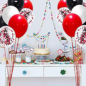 coxylaco Black Red Confetti Latex Balloons, 60Pack 12inch Black Red Confetti Party Balloons for Mother's day Birthday Baby Shower Wedding Engagement Company Event Party Decoration