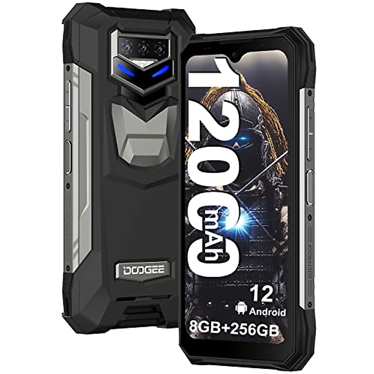 DOOGEE S89 PRO Rugged Smartphone(2022), 12000mAh Massive Battery Android 12 Rugged Phone Unlocked, 65W Fast Charging, 8GB+256GB IP68 Waterproof Cellphone, Night Vision, Breathing Light, NFC, Dual 4G