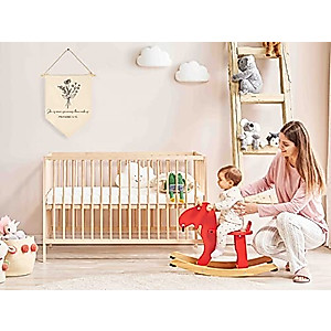 Nursery Scripture Bible Verse-Christian Botanical Decor-Canvas Hanging Pennant Flag Banner Wall Sign Decor Gift for Nursery Bedroom Playroom Front Door Baby Kids Girl Boy Teen- Birthday Christmas Gift