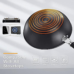 KAKULO 12 Inch Stir Fry Pan with Lid, Large Cooking Pan with Detachable Standing Handle - Induction Compatible