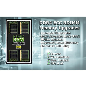 NEMIX RAM 64GB (1X64GB) DDR4 3200MHZ PC4-25600 2Rx4 1.2V CL22 288-PIN ECC RDIMM Compatible with Dell PowerEdge R6515 SNPP2MYXC/64G AA783423 Registered Server Memory