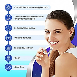 Retainer Cleaner & Denture Cleanser - 30 Effervescent Tablets - 1 Month Supply - Removes Stains, Discoloration, Odors, & Plaque - Clear Aligners, Mouth & Night Guard, All Dental/Oral Appliances