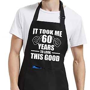 Jpayxese 60th Birthday Gifts for Women Men, 60th Birthday Decorations for Men, Mens Aprons for Grilling Cooking BBQ Kitchen, 60 Year Old Gifts for Women Dad Mom Chef