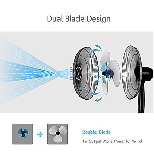 COSTWAY Pedestal Fan, 3-Speed Digital Control- Adjustable Height- Oscillating Standing Fan w/Timer- LCD Display- Double Blades- Remote Control, 18-Inch