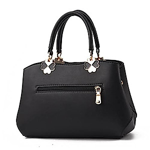 Women's PU Elegant Shoulder Bags Wild Handbags Satchel Embroidery Bee Flower Crossbody Purse (Pink)