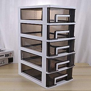 WINOMO Stacking Drawer Storage Box Foldable Storage Cubes Bin Box Containers for Home Office Nursery Closet Bedroom Living Room (White Frame and Transparent Black)