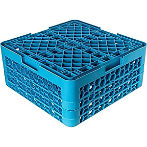 Carlisle FoodService Products OptiClean Plastic 25-Compartment Divided Glass Rack, Blue, (Pack of 2)