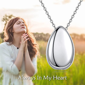 SHEAISRS Teardrop Hourglass Urn Necklace for Ashes for Women Sterling Silver Cremation Jewelry Memorial Keepsake Urns Pendant Necklace for Urn Necklaces Ashes