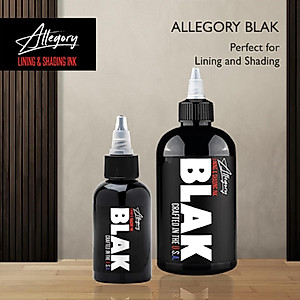Allegory Tattoo Ink – Blak, Premium Black Tattoo Ink, Perfect for Lining and Shading, Smooth, Consistent Pigment, Vegan Friendly Tattoo Color, Organic Ink, Crafted in The USA, 2 oz