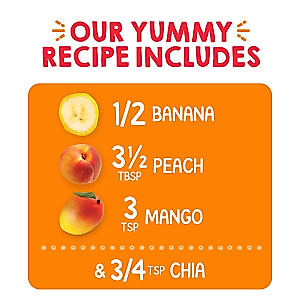 Happy Tot Organic Stage 4 Super Foods, Bananas, Peaches & Mangos + Super Chia, 4.22 Ounce (Pack of 8)