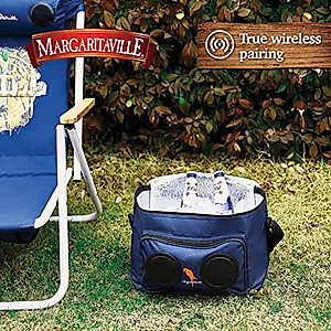 Margaritaville Cooler Bluetooth Speaker, Wireless & Portable Speaker with Ice Chest, 12 Can & Bottle Capacity, 33 Foot Range & 5 Hours of Playtime, Navy