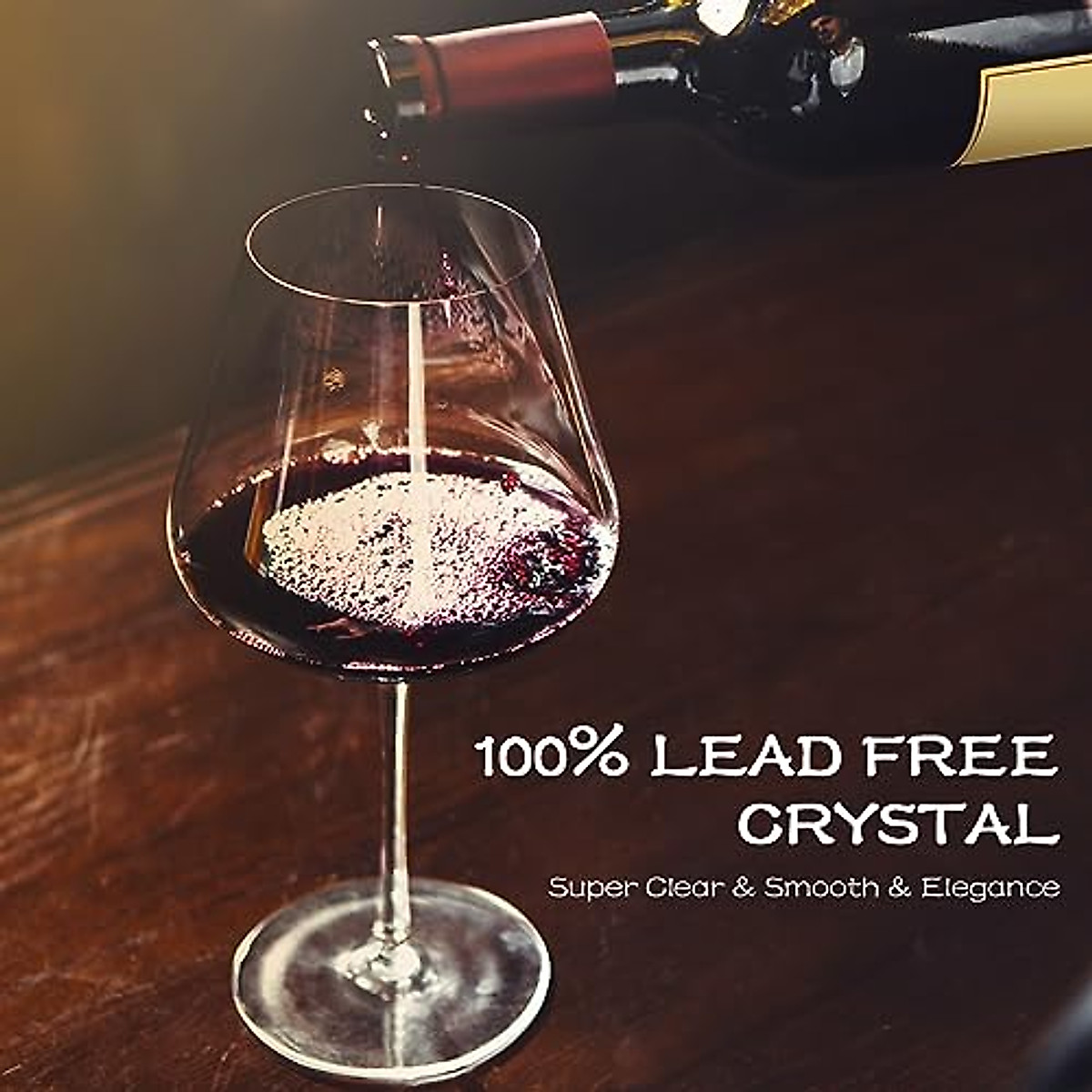 Chouggo Super Large 28Oz Wine Glasses Set of 4, Hand Blown Crystal Red Wine or White Wine Burgundy Glass, Hand Crafted by Artisans - Gifts for Women, Men, Wedding, Anniversary, Christmas, Birthday