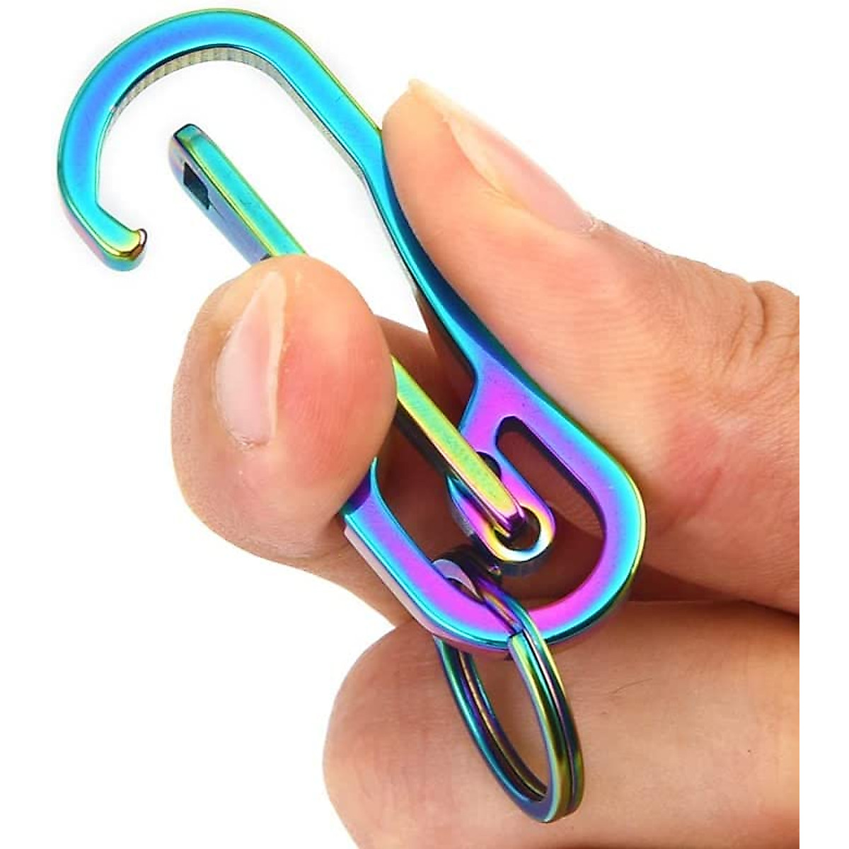 2 Pack Carabiner Clip Retractable Ring Set Titanium KeyChain Quick Release Hooks for Men Women