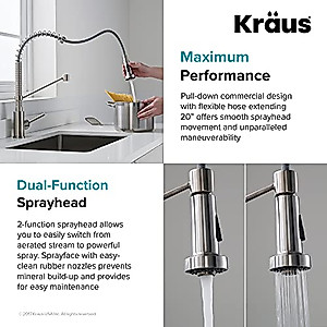KRAUS Bolden 18-Inch Single Handle Commercial Style Pull-Down Kitchen Faucet with Soap Dispenser in Matte Black, KPF-1610MB-KSD-43MB
