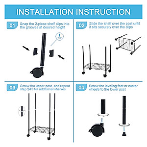 5-Tier Utility Shelves,Adjustable Heavy Duty Storage Shelving with Wheel Casters,660Lbs Capacity,Metal Standing Storage Shelf for Garage,Office,Restaurant,Kitchen,23.23''W X 13.4''D X 71''H