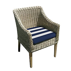 LUSWEET Waterproof Patio Chair Seat Covers Navy Stripes Simple Blue and White 2 Pack Outdoor Cushion Covers,Removable Cushion Slipcovers for Dining Room,Garden,Beach 20x18x4 Inch