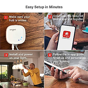 Sengled Smart Light Bulb Starter Kit, Smart Bulbs that Work with Alexa, Google Home, Color Changing Light Bulb, Alexa Light Bulbs, A19 E26 Dimmable Bulbs 800LM, 8.6W (60W Equivalent), 2 Pack with Hub