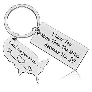 Anniversary Keychain Gift for Husband from Wife Long Distance Relationship Gift for Couple Keychain for Women Men Valentines Day Going Away Gift for Wife Husband Birthday Jewelry Gift for Girlfriend