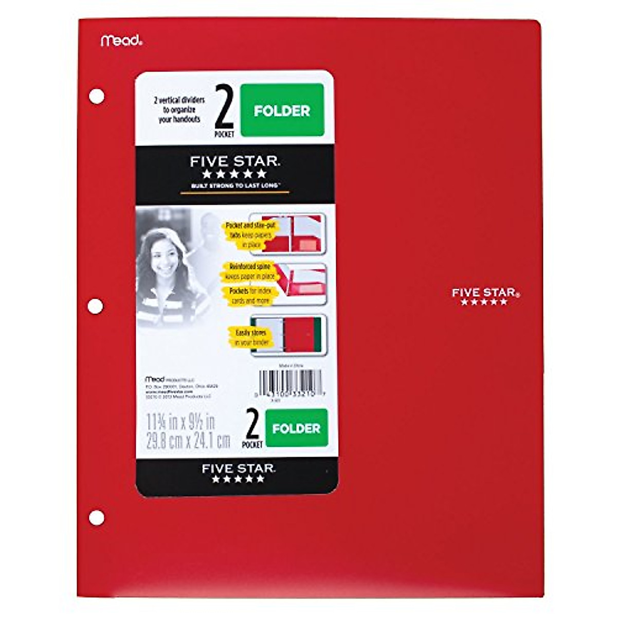 Five Star 2 Pocket Folder, Stay-Put Folder, Plastic, Folders with Pockets, Color Selected for You, 1 Count (33210)