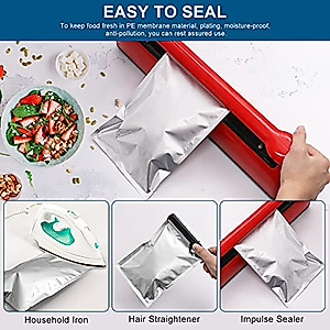 SumDirect Mylar Bags for Food Storage - 100 Pack 6x9 Inches Square Heating Cooking Pouches Heat Sealable Mylar Bag for Long Term Food Storage (Silver)
