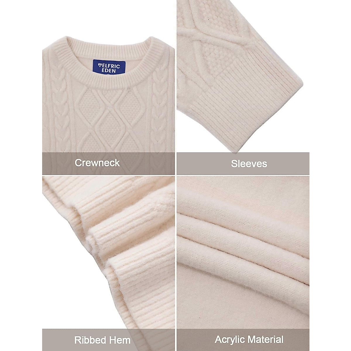 Aelfric Eden Women Sweater Oversized Knitted Sweater Woven Crewneck Pullover Beige