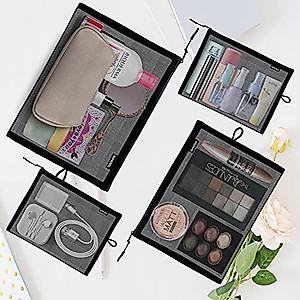 SUPACOOL Lightweight Casual Laptop Backpack with USB Charging Port and Set of 8 Black Travel Mesh Organizer Bags