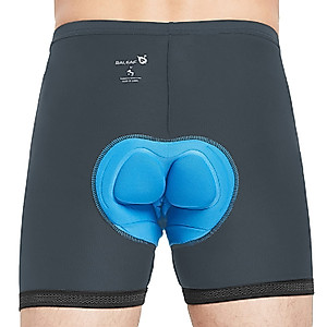 BALEAF Men's Bike Shorts 3D Padded Cycling Underwear with Padding Anti-slip Silicon Mountain Biking Bicycle Gear Grey XL