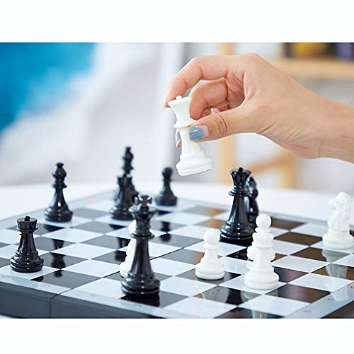 DWQ Standard Magnetic Chess Set Portable Foldable Chess Board Black and White International Chess，Puzzle Games for Adults Kid Beginners Professional Competition (Size : Small)
