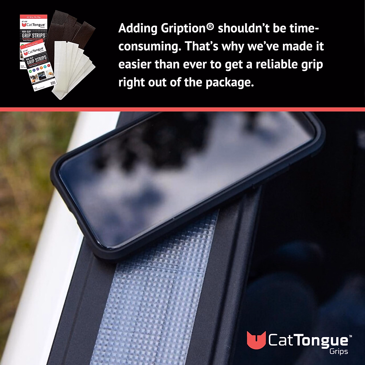 Non-Abrasive Grip Tape Strips by CatTongue - Heavy Duty Waterproof Non Slip Strips for Indoor & Outdoor Use - Thousands of Grippy Uses: Furniture, Bathtubs, Frames, Gaming and More! (Clear)