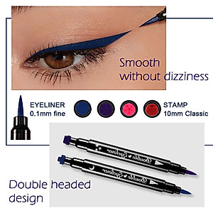 evpct Colored Winged Eyeliners Stamp 4in1 Stars Flowers Hearts Moon Colorful Face Stamps Makeup Eyeliner Eye Stamp Liners Tool Set Kit for Women Purple Blue Red Pink Eyeliner Stamp Wingliner Shapes 02
