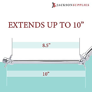 Shower Head Extension Arm by JS Jackson Supplies, Adjustable 10 Inch Showerhead Extender, Solid Brass Construction, Universal Tall Hi-lo Pipe Height Extending (Chrome Finish)