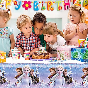 Omto 2Pcs Frozen Tablecloth Disposable Tablecover Birthday Party Supplies and Decorations for Kid Boy Baby Shower Rectangle Tables 70"X42",2 Pack