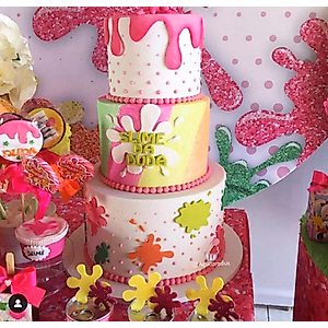 4 PCS Slime Cake Mold Slime Birthday Cake Decorations Slime Theme Party Supplies Slime Queen Cake Topper for Art Theme Party