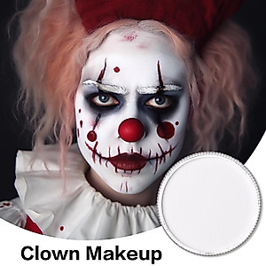 Clown White Face Body Paint(30gm), Water Activated Face Painting Kit for Kids & Adults, Non-Toxic SFX Makeup Facepaint for Halloween Joker Skeleton Skull Vampire Cosplay Costume, Stage & Mime