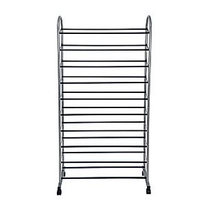 Simplify 10 Tier Mobile Shoe Rack | 40 Pairs Shoes | Free Standing | Wheels | Closet Storage | Bedroom Organization | Sneakers | Heels | Boots | Grey