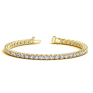 Houston Diamond District 3 Carat Classic Natural Diamond Tennis Bracelet 14K Yellow Gold Premium Collection (H-I Color)